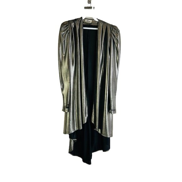 Vintage | Jackets & Coats | Vintage 8s Metallic Silver Puff Sleeve ...